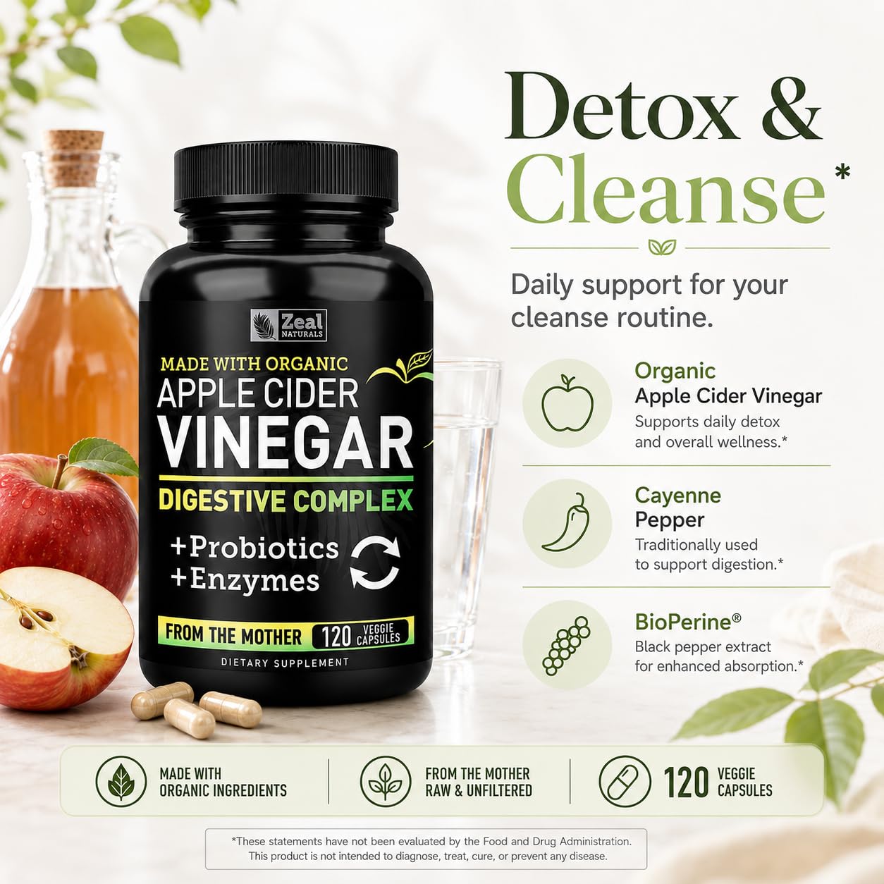 1500 mg apple cider vinegar supplement