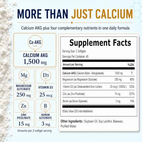 1500 mg Calcium AKG for optimal absorption