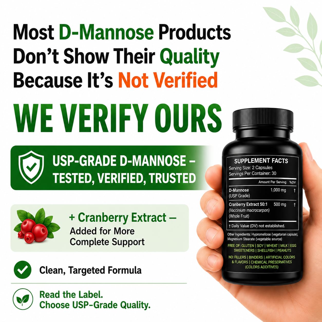 1500 mg D-Mannose for urinary health