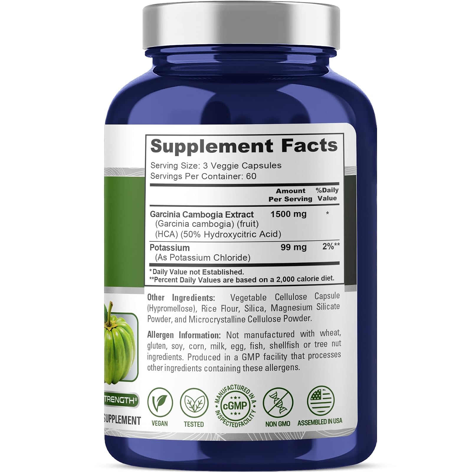 1500 mg Garcinia Cambogia veggie capsules