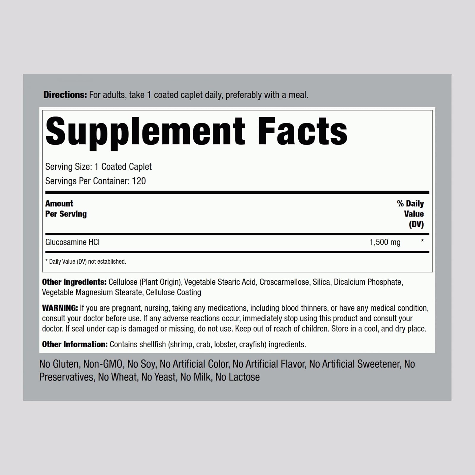 1500 mg glucosamine caplets for mobility