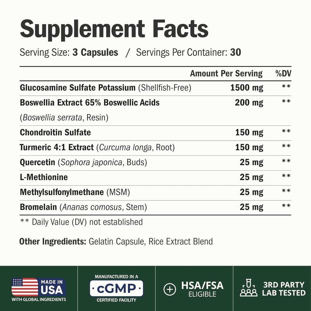 1500 mg glucosamine capsules for mobility
