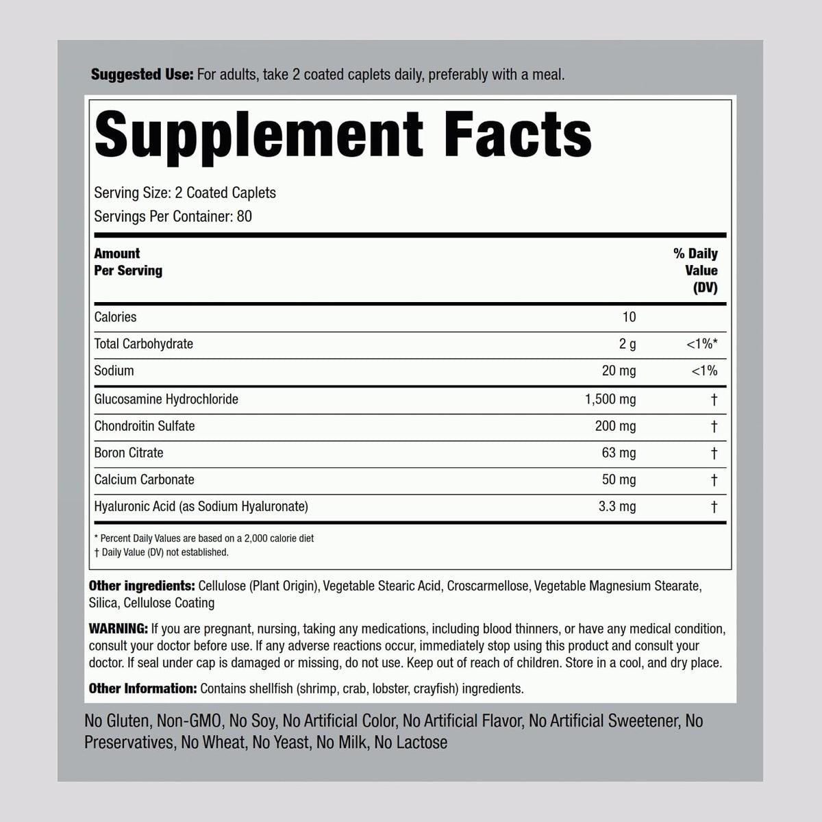 1500 mg glucosamine chondroitin caplets