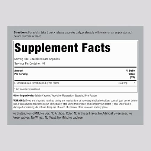 1500 mg L-Ornithine for muscle support