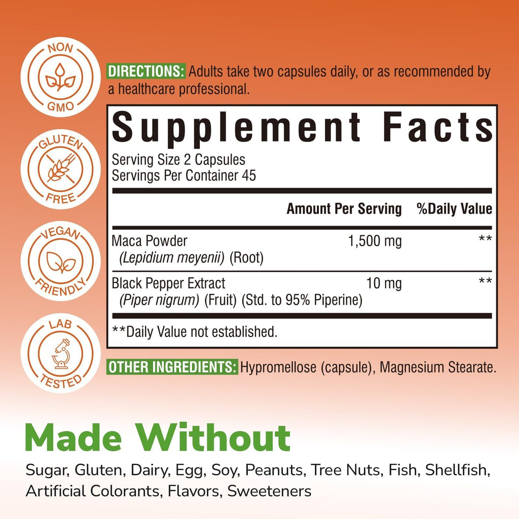 1500 mg Maca Root for stamina