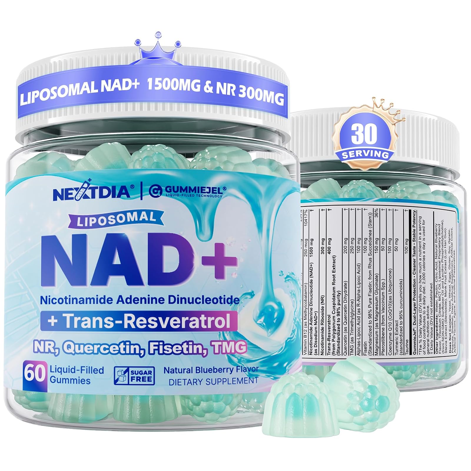 1500 mg NAD+ Resveratrol gummies for energy