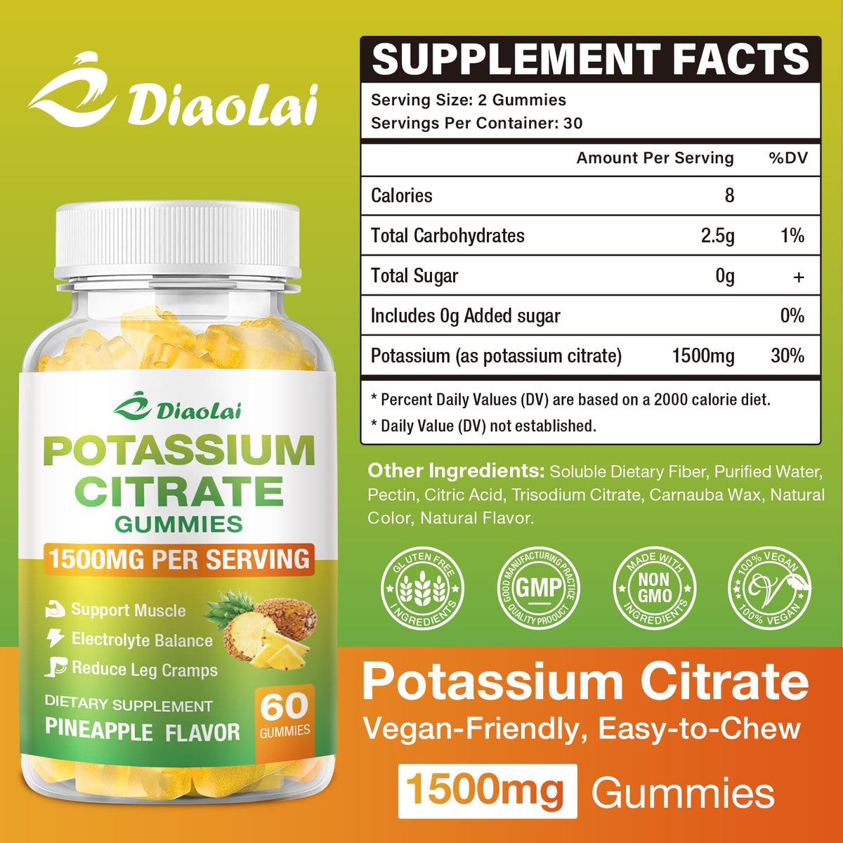 1500 mg potassium citrate supplement
