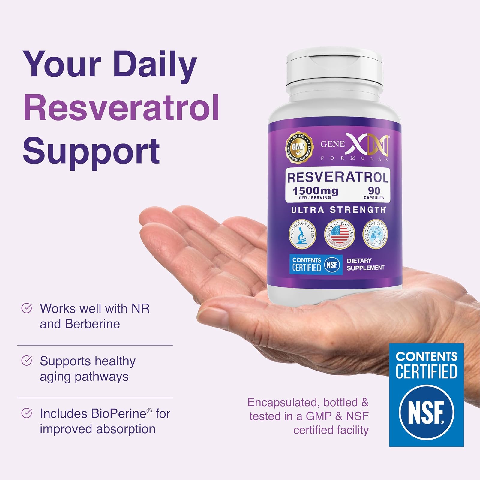 1500 mg Resveratrol for daily vitality