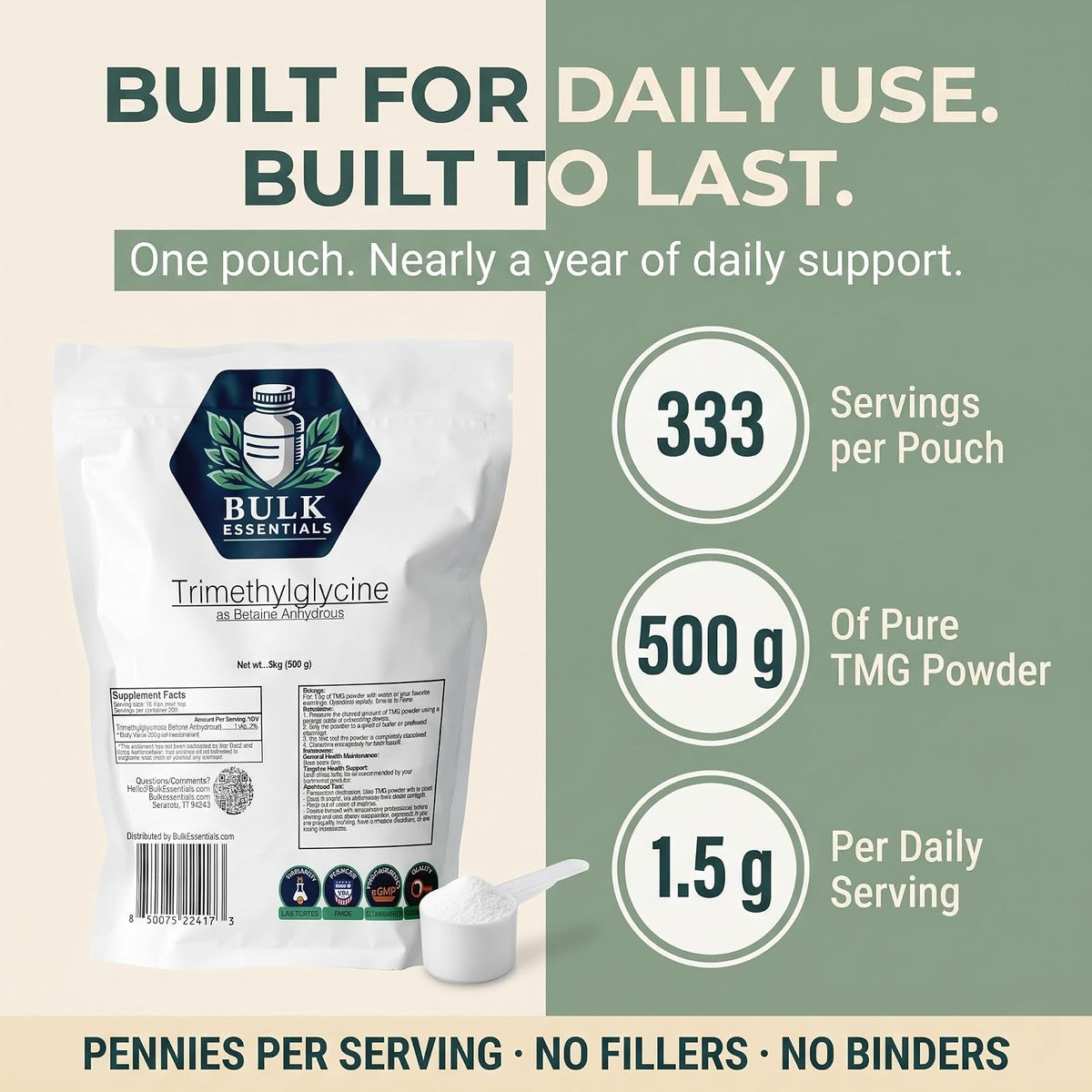 1500 mg TMG multivitamins for wellness