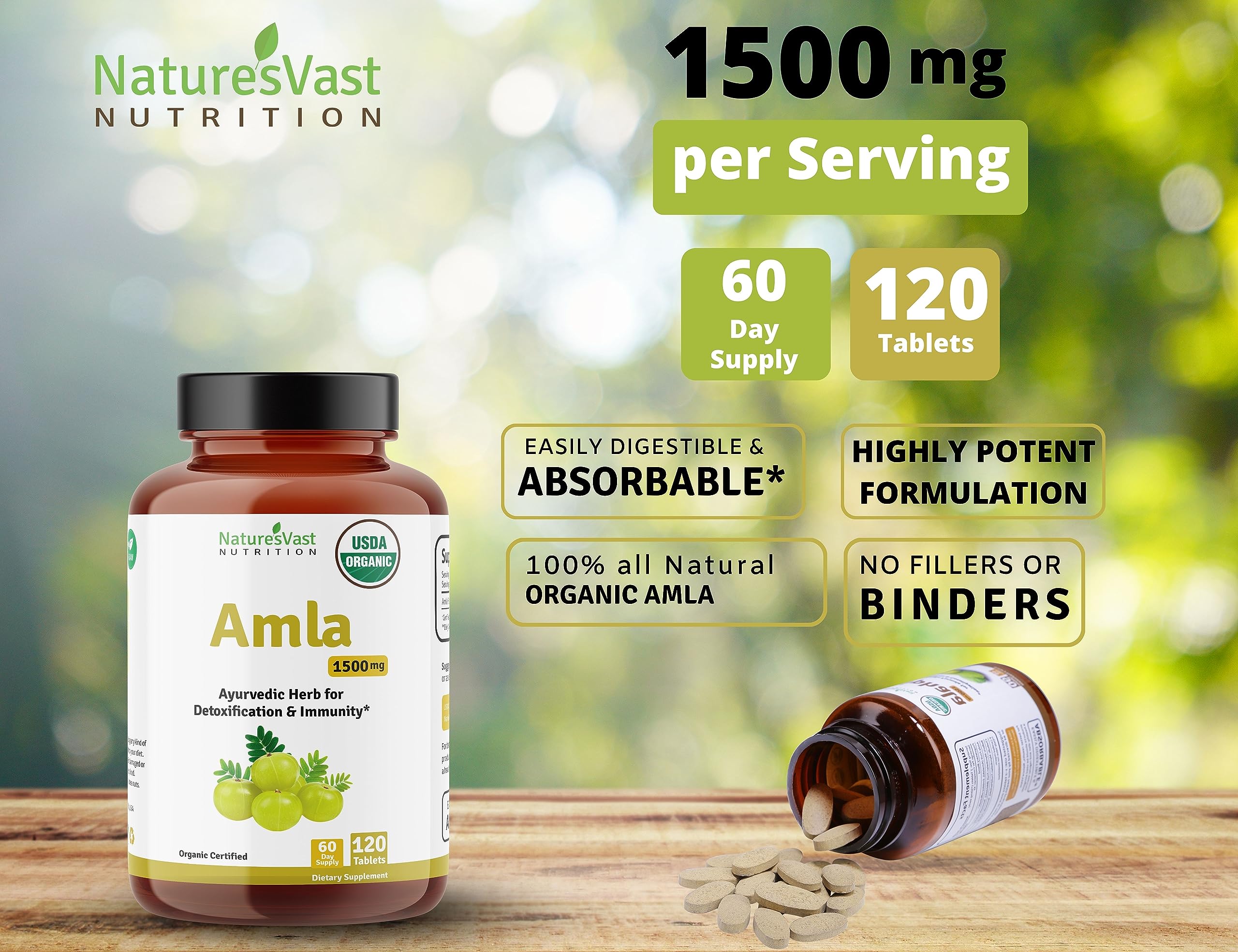 1500mg Amla tablets for vitality
