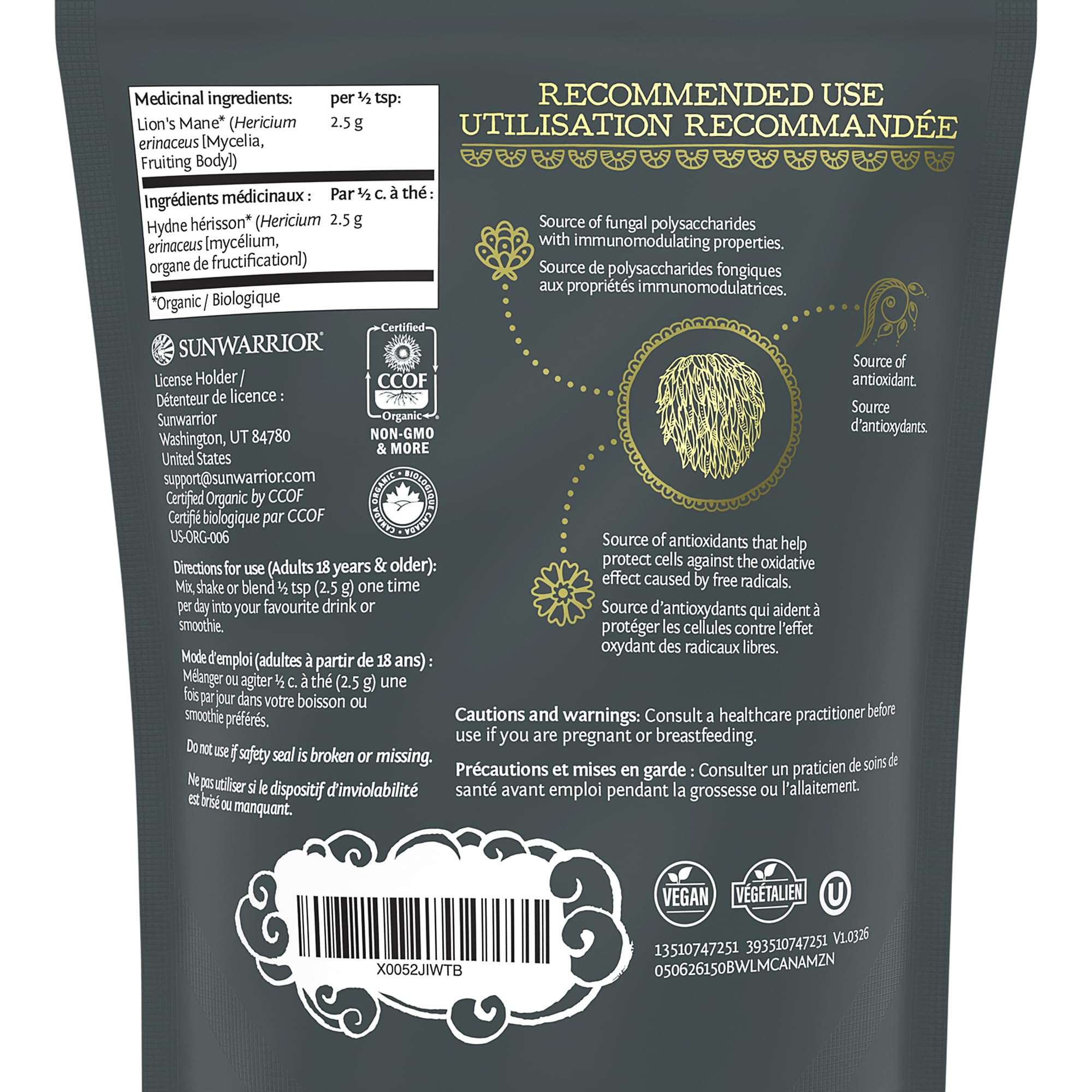 150g pouch of organic mushrooms