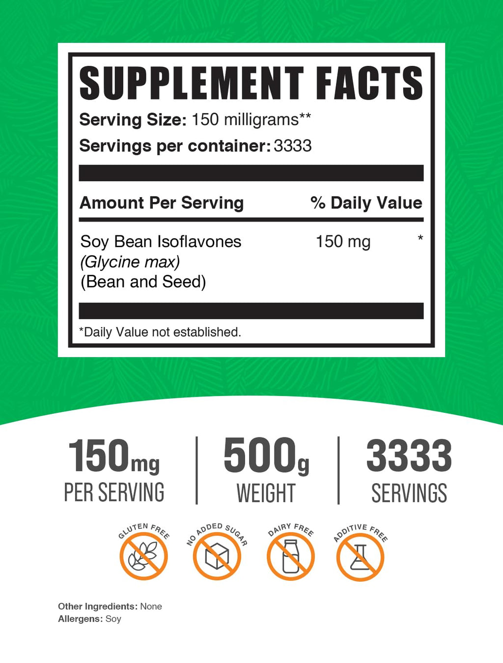 150mg serving size of soy isoflavones