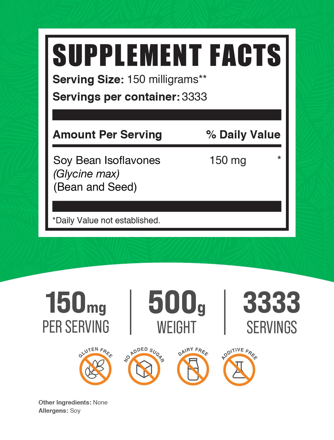 150mg serving size of soy isoflavones