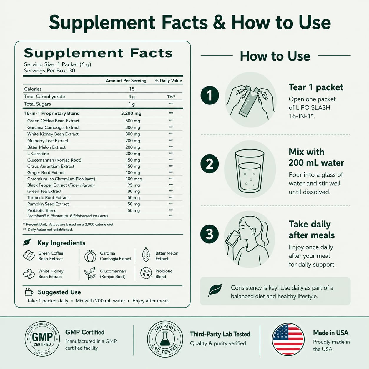 16-in-1 fat burner supplement packets