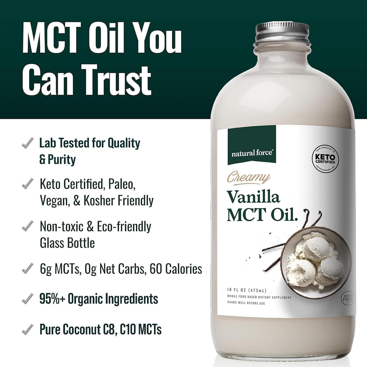 16 oz glass bottle MCT oil
