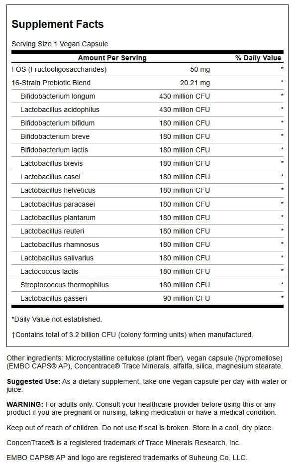 16-strain probiotic with prebiotic FOS