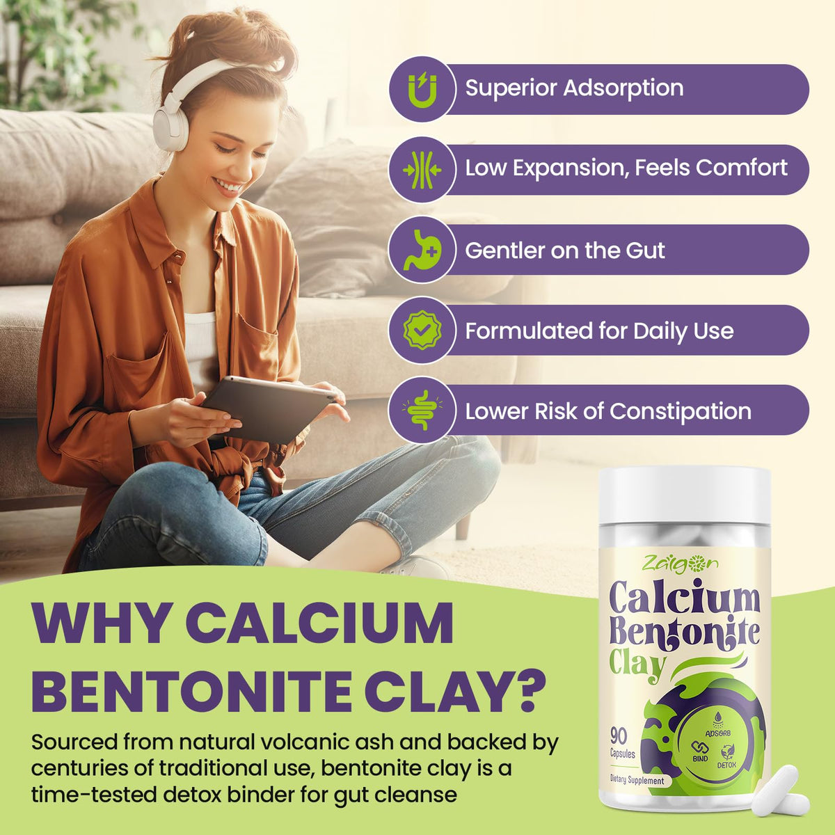 1600 mg Calcium Bentonite benefits