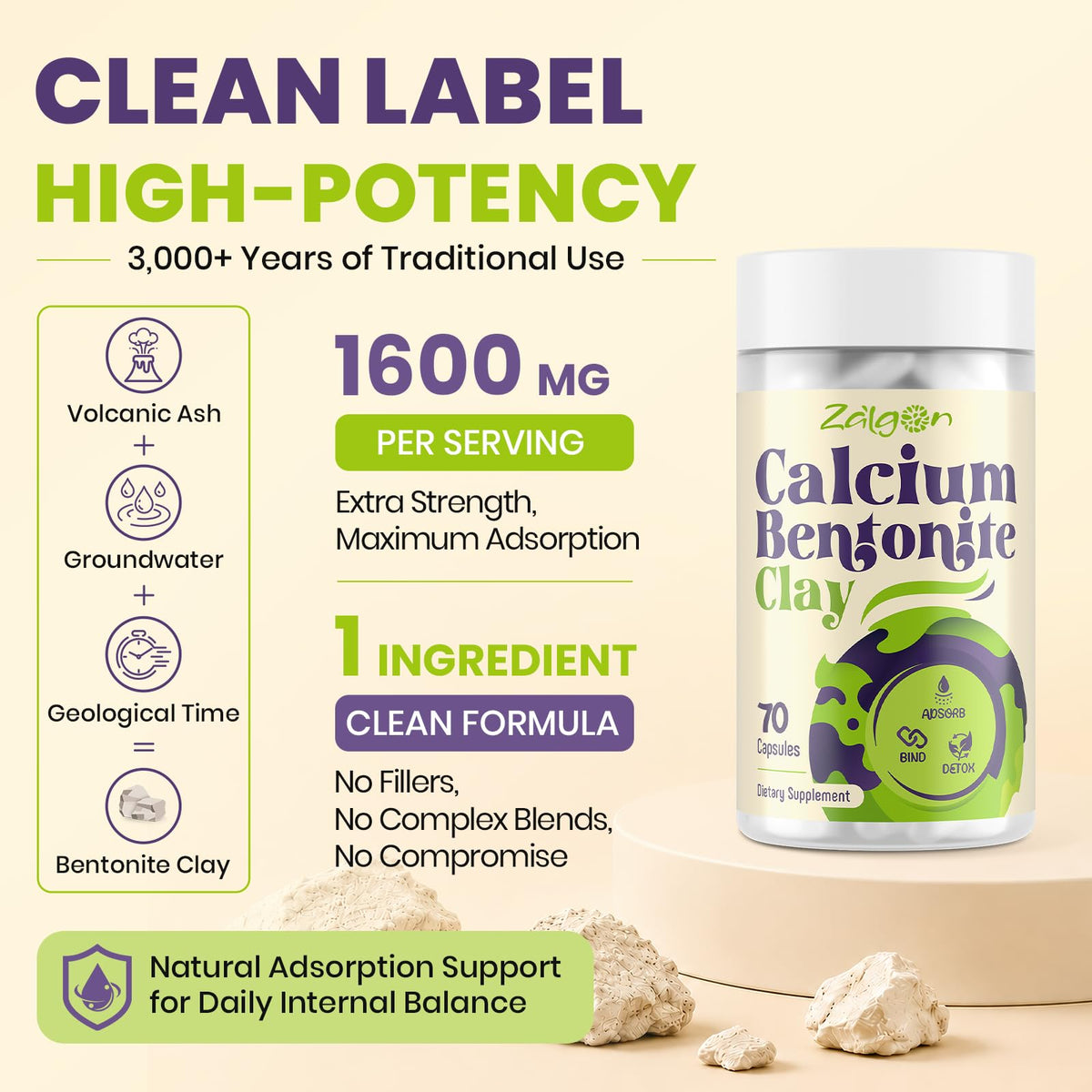 1600 mg Calcium Bentonite benefits