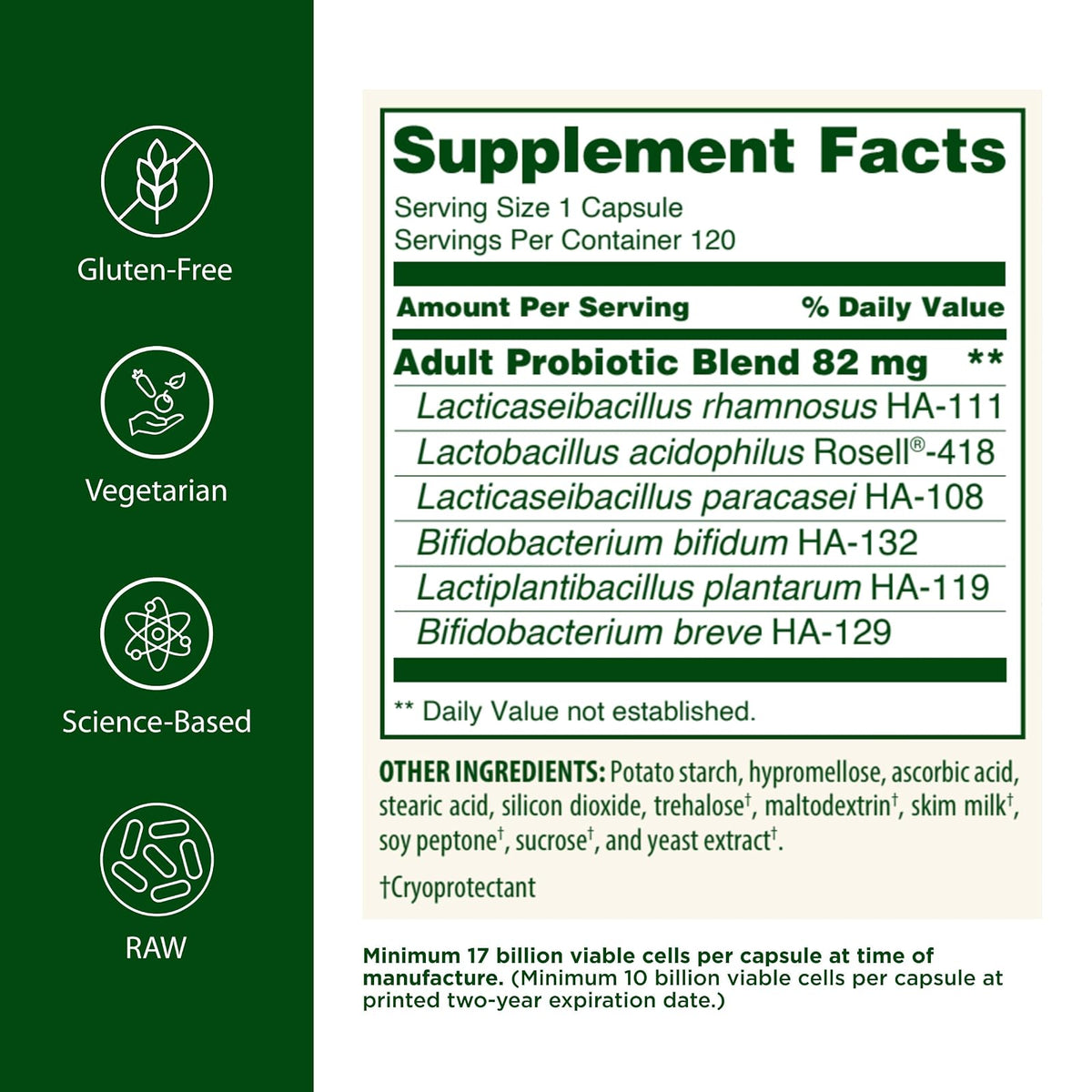 17 billion CFU probiotic capsules