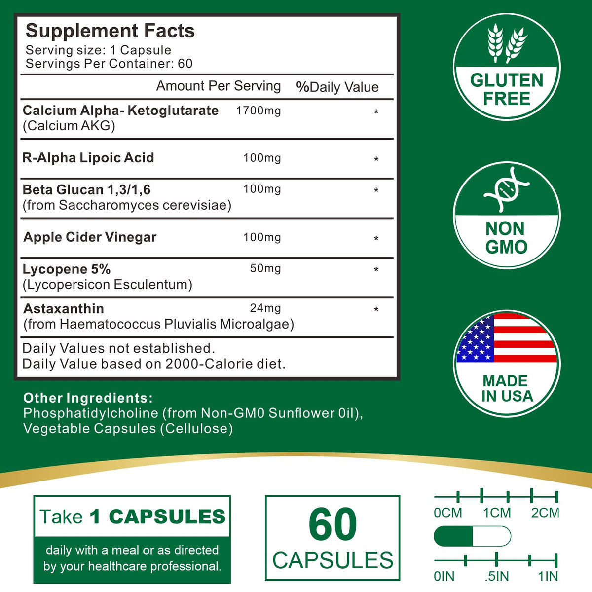 1700 mg Calcium AKG for optimal absorption