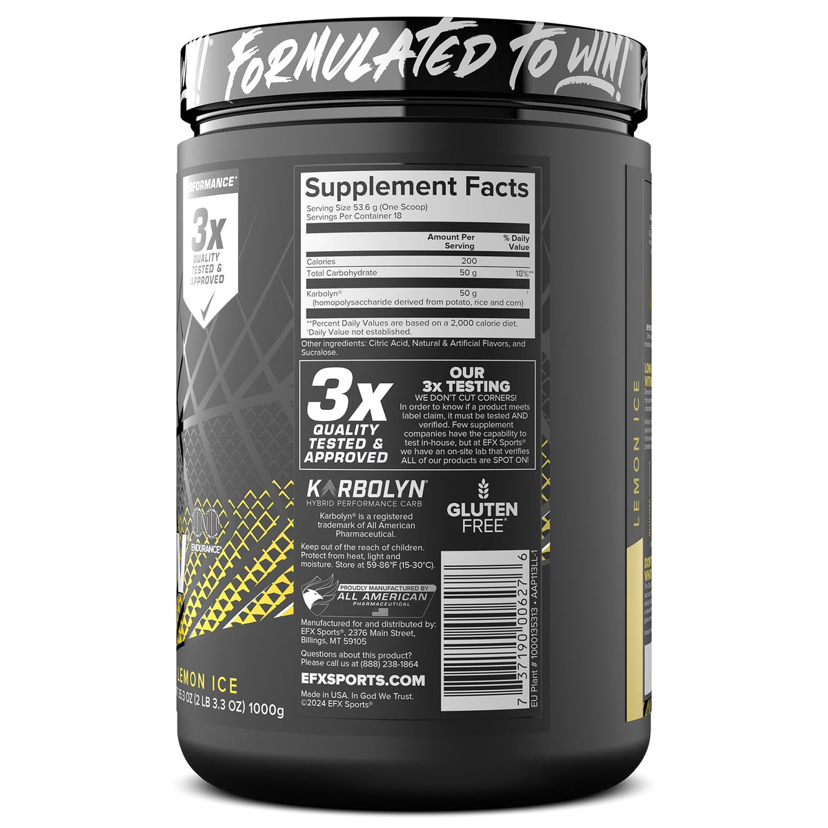 18 servings of carb energy