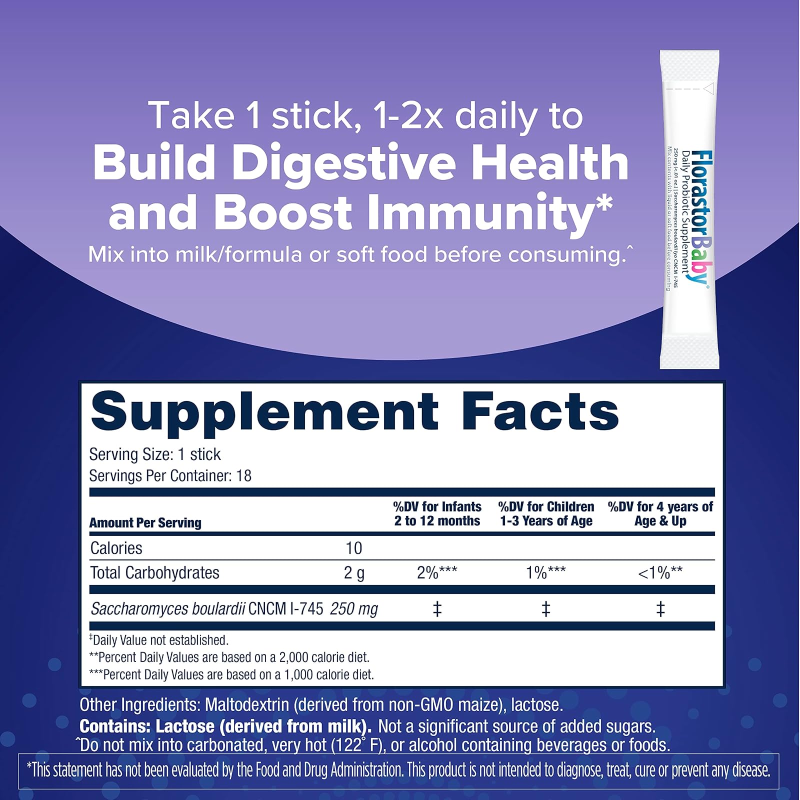 18 sticks of Florastor probiotics
