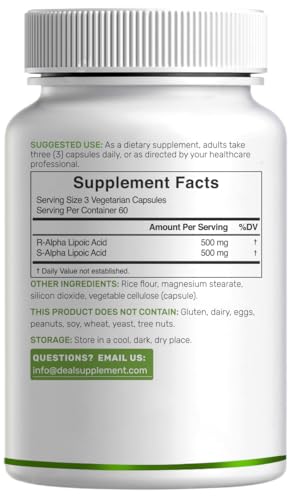 180 capsules of alpha lipoic acid