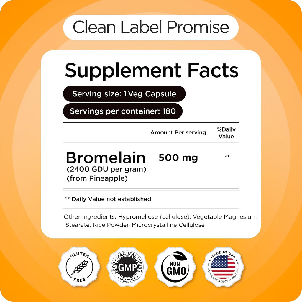 180 capsules of bromelain