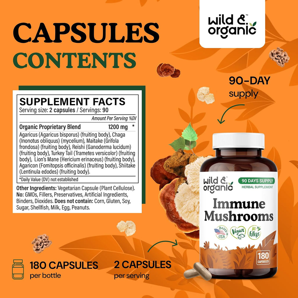 180 capsules of immune-boosting mushrooms