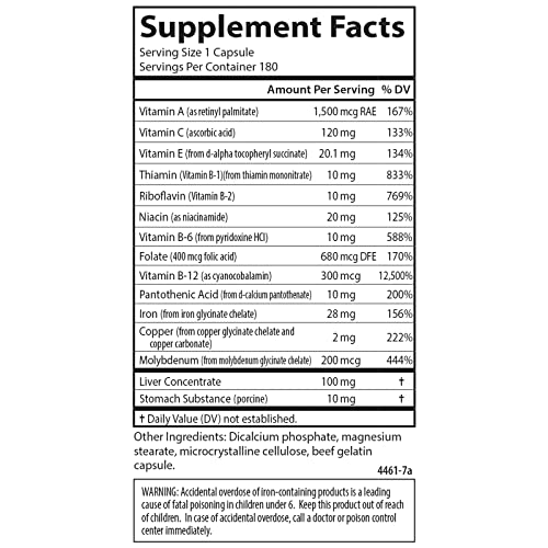 180 capsules of iron nutrients