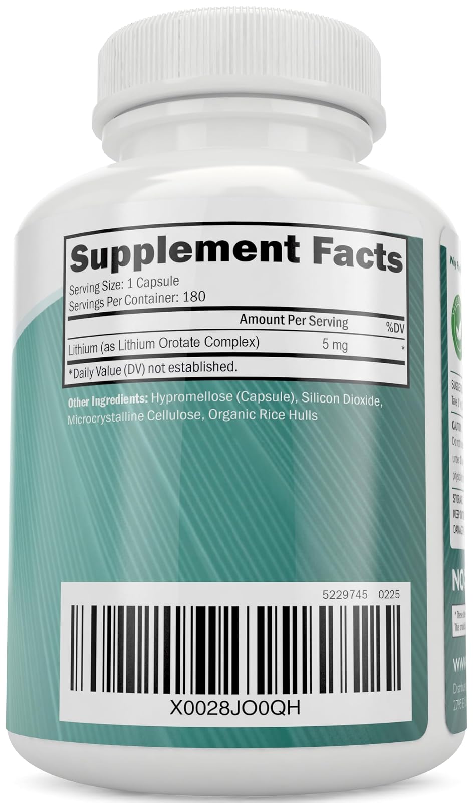 180 capsules of Lithium Orotate for daily use