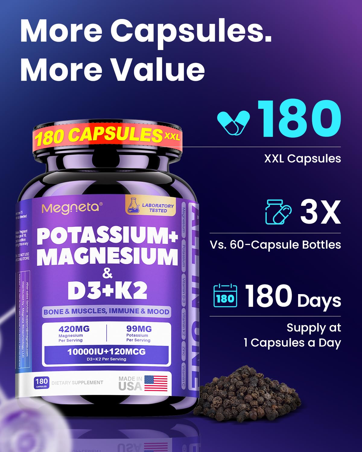 180 capsules of Magnesium Glycinate