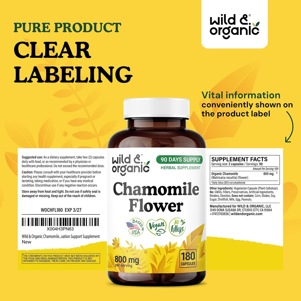 180 capsules of pure chamomile tea