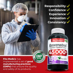 180 capsules of pure resveratrol
