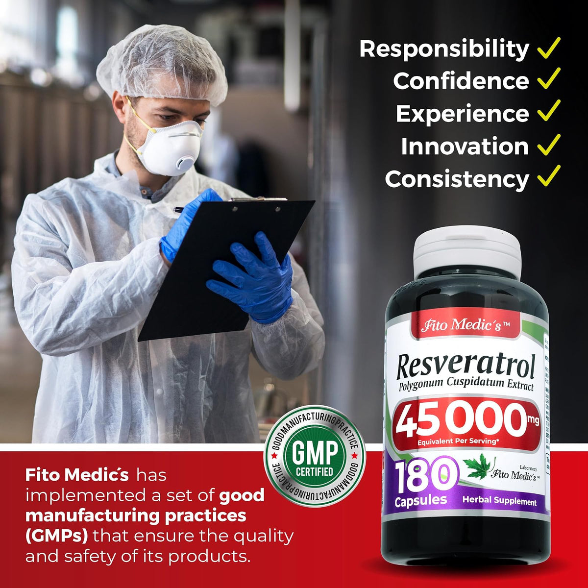 180 capsules of pure resveratrol