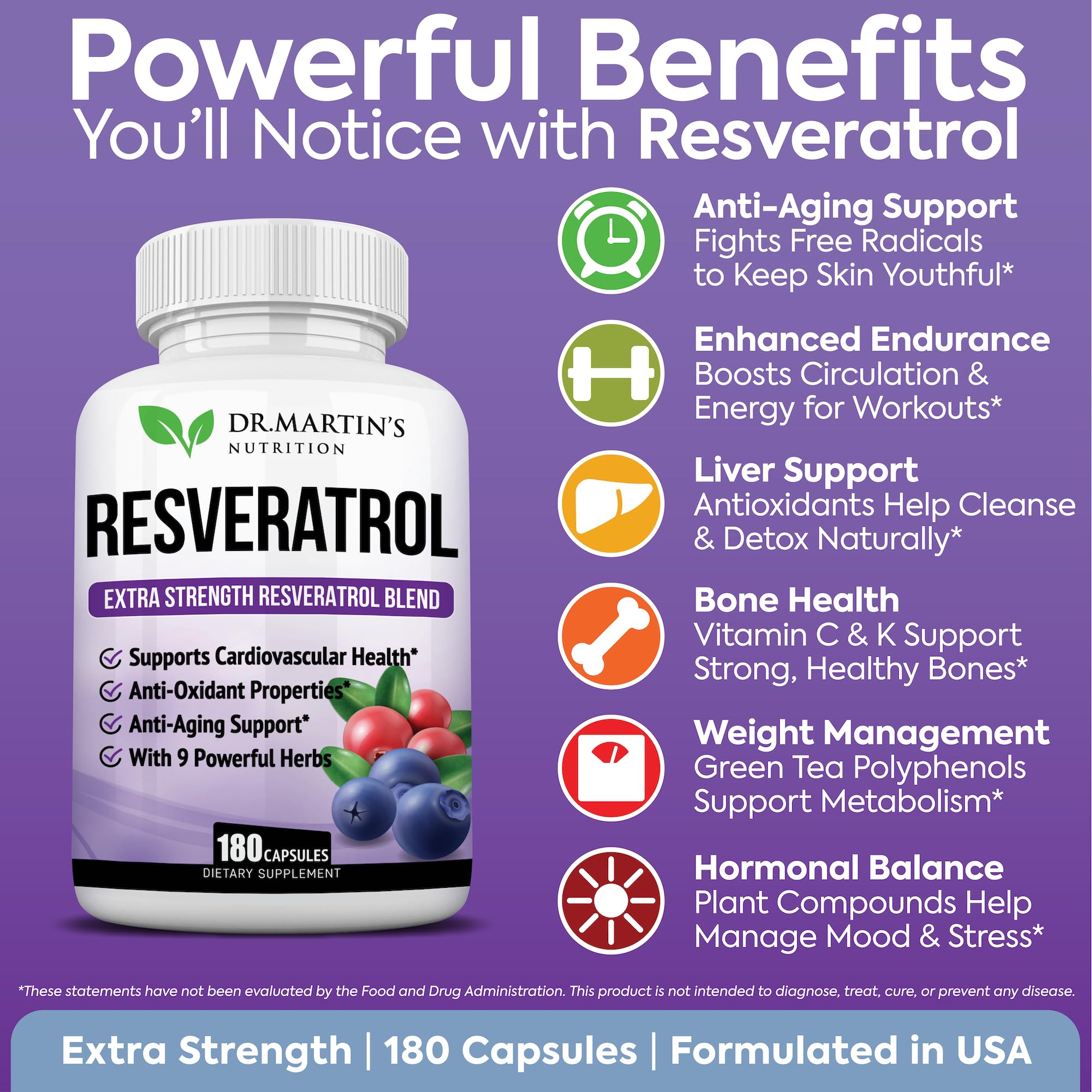 180 capsules of resveratrol supplement