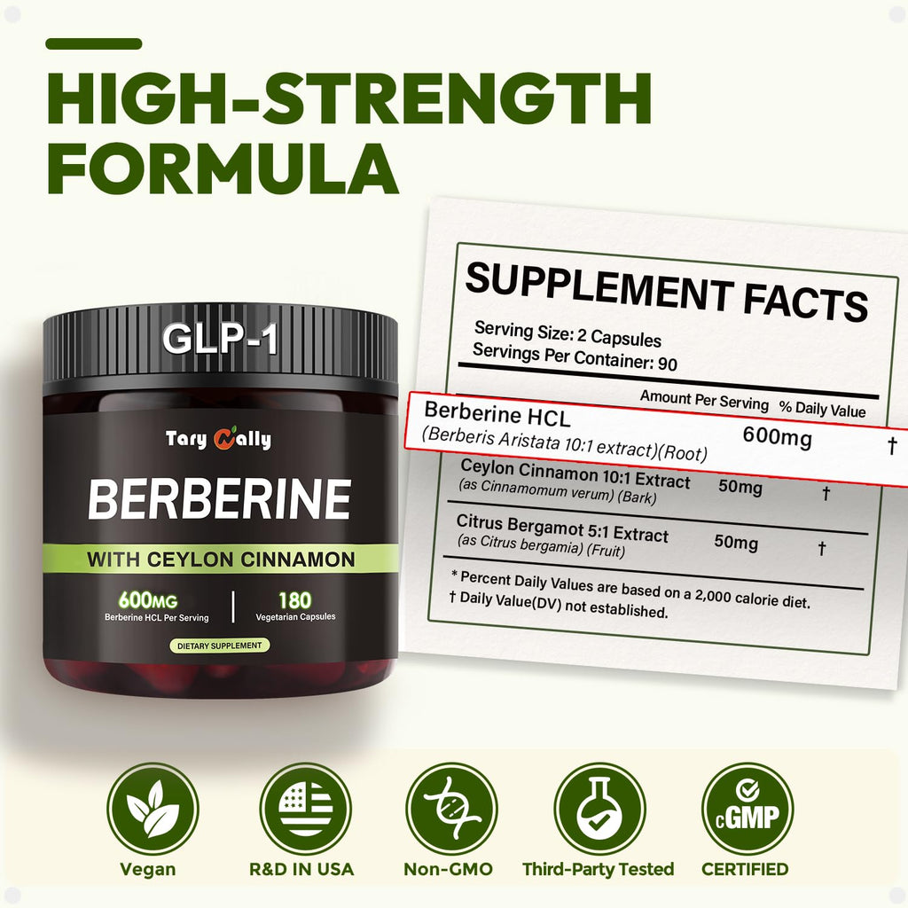 180 count berberine supplement capsules