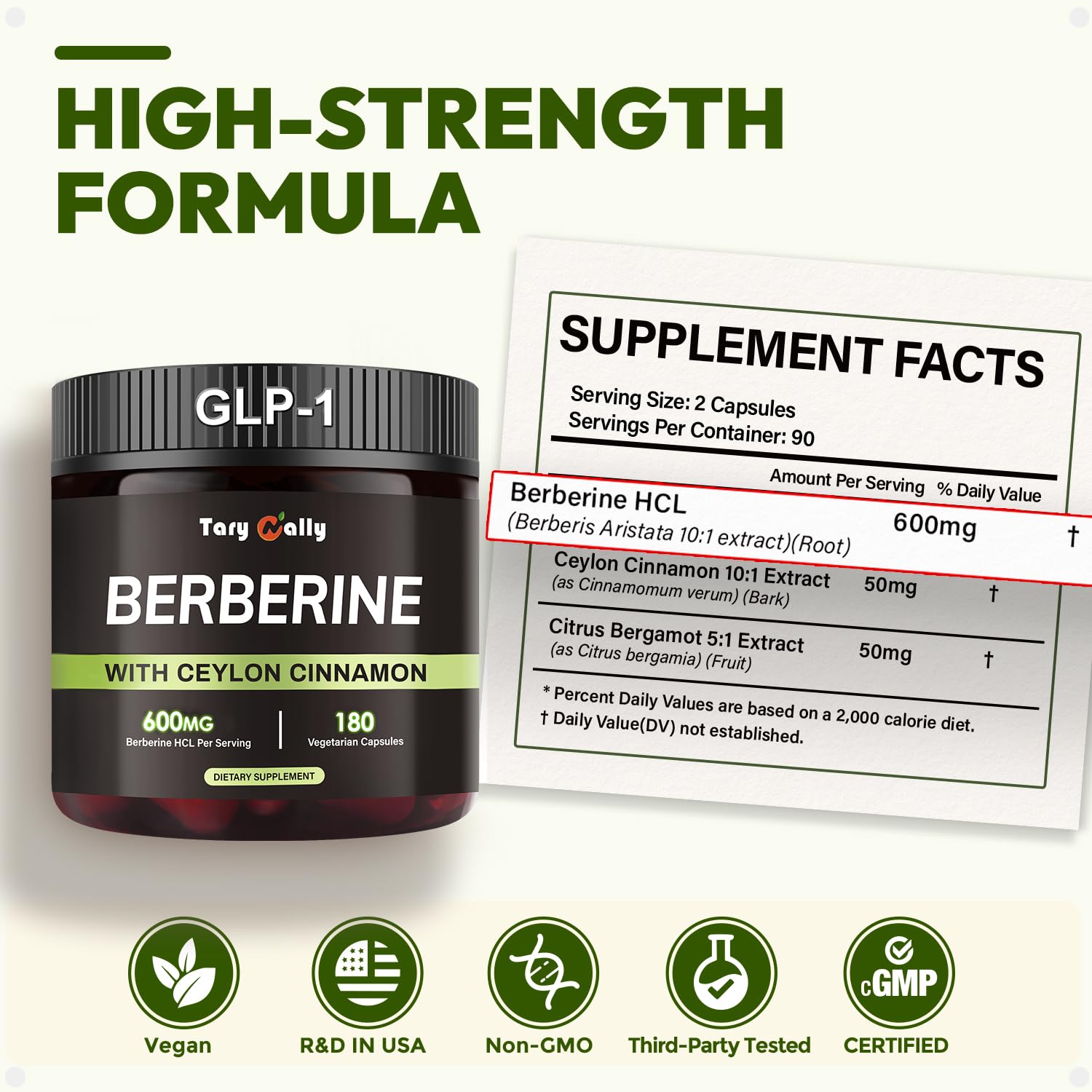 180 count berberine supplement capsules