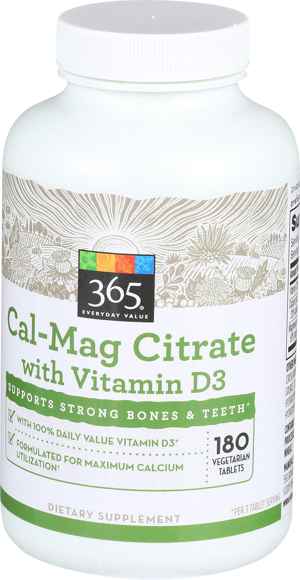 180 count calcium and magnesium tablets
