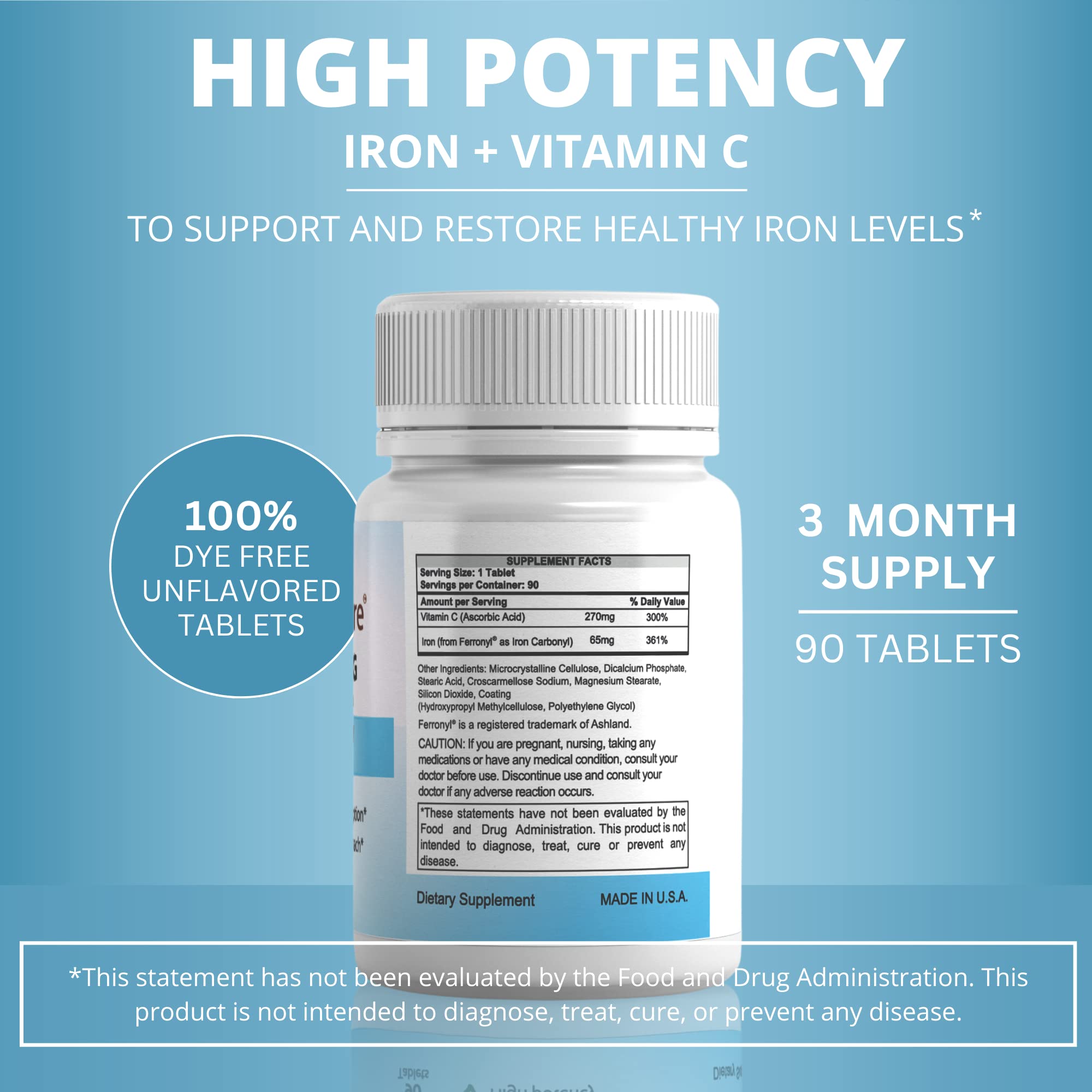 180-count iron supplement bottle