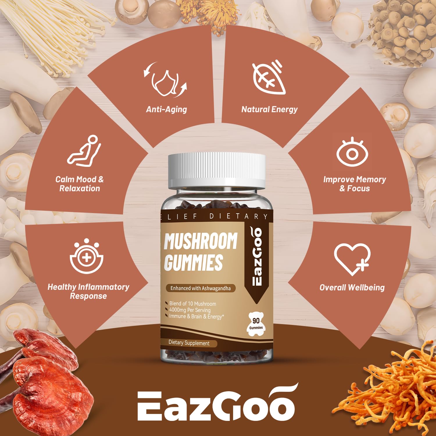 180 count mushroom gummies for daily use