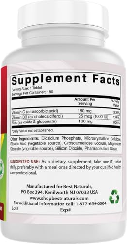 180 count zinc supplement bottle