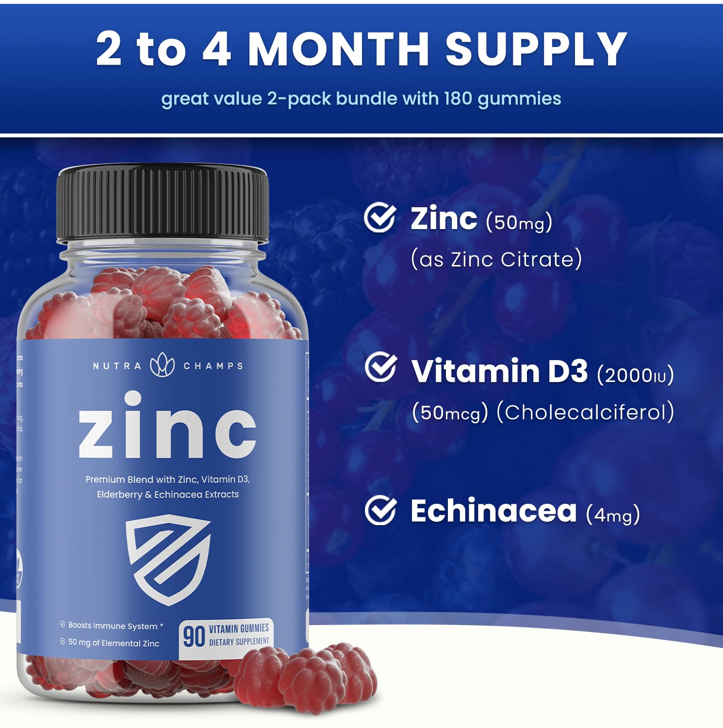 180 count zinc vitamins for families