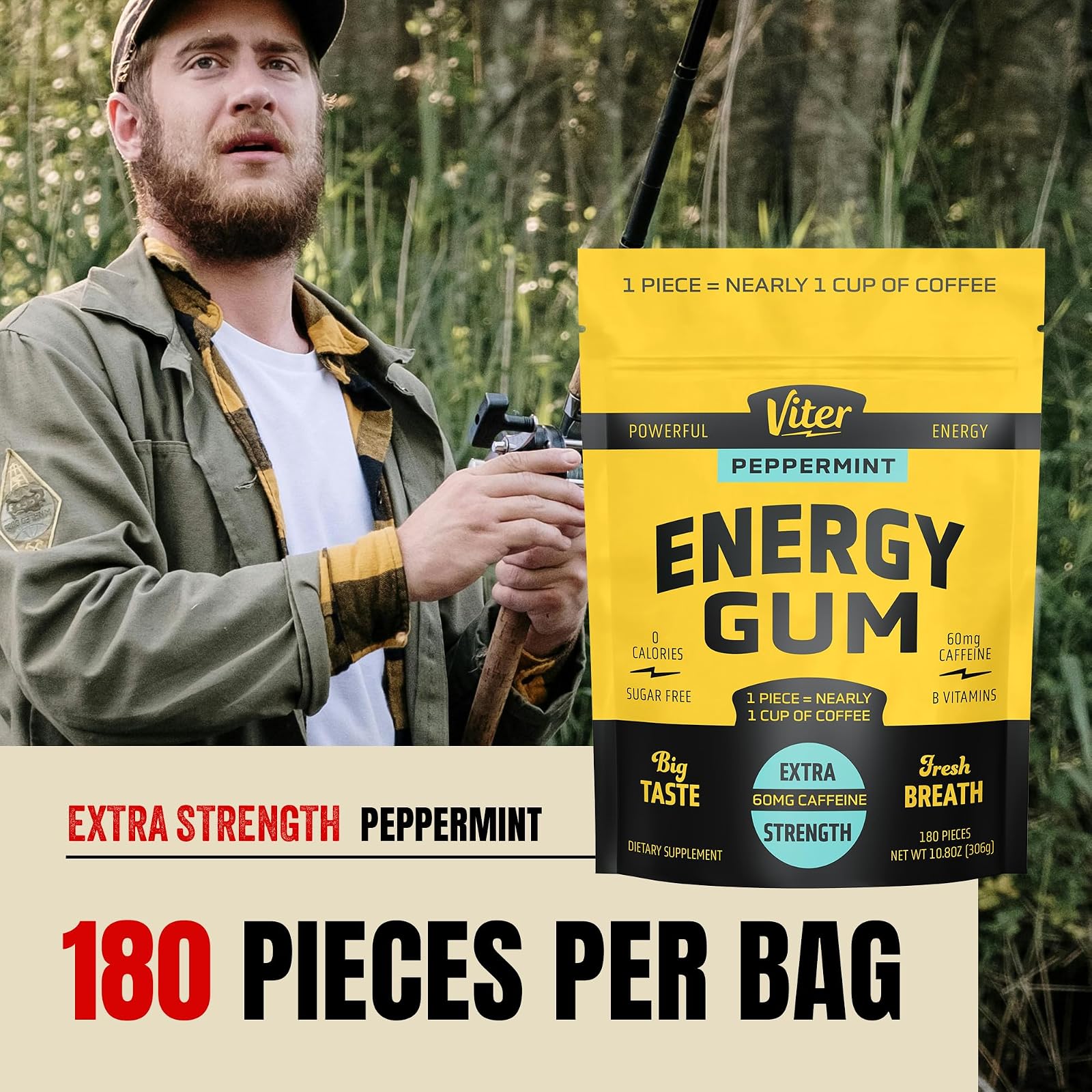 180 pieces of caffeine gum