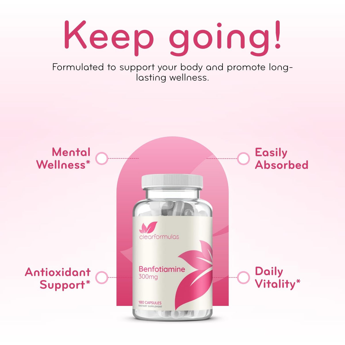 180 servings of Benfotiamine capsules