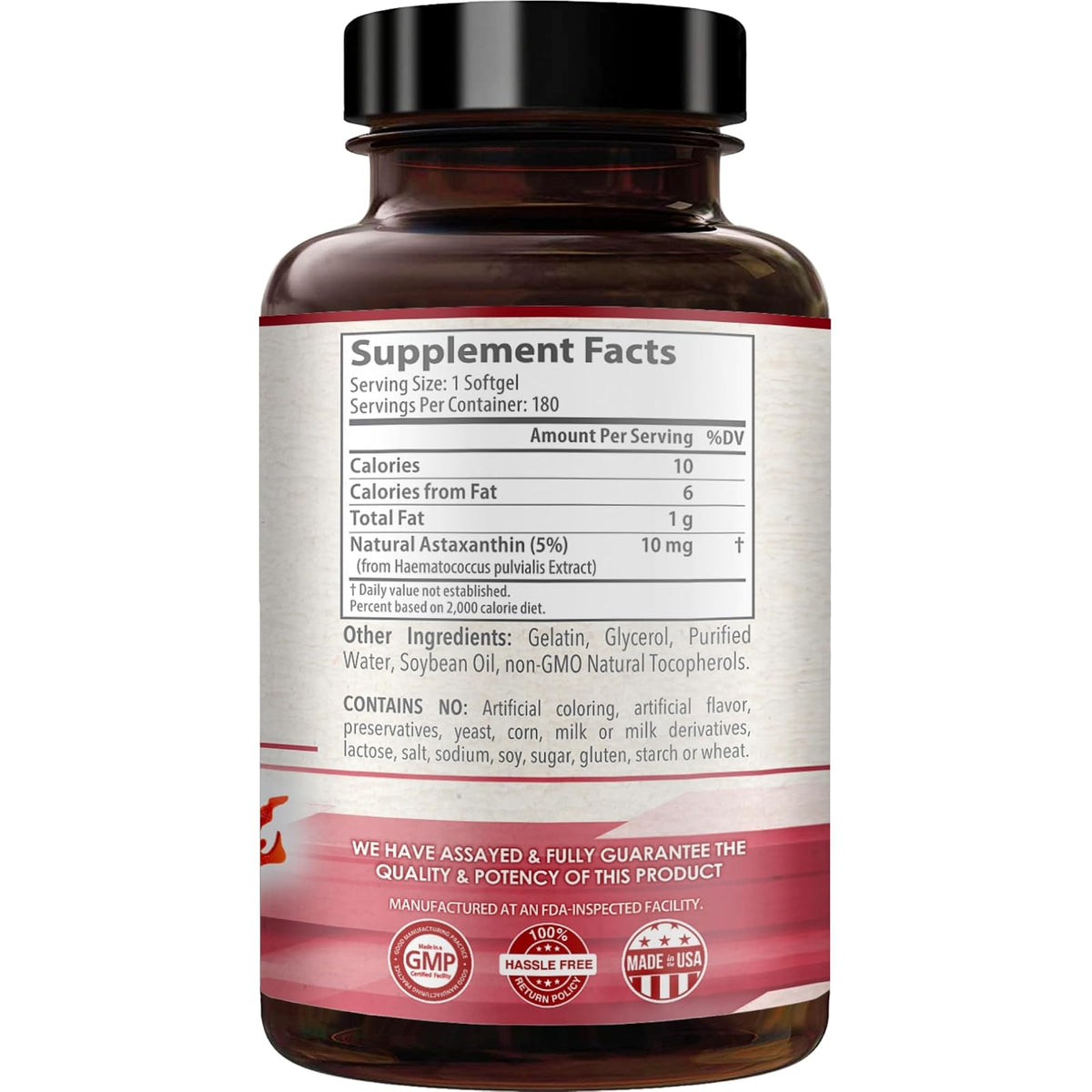 180 softgels of Astaxanthin for longevity