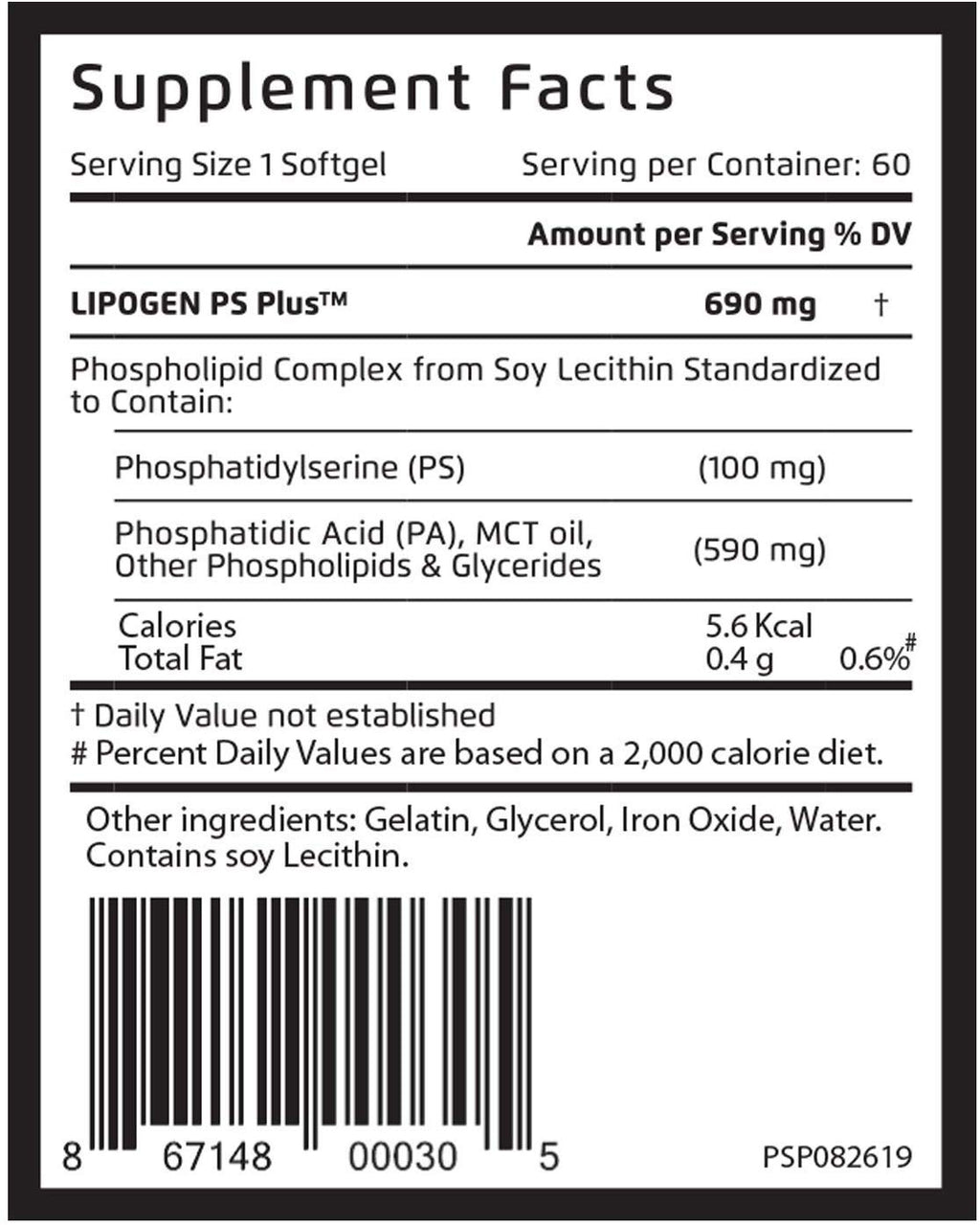 180 softgels of PS Plus phosphatidylserine