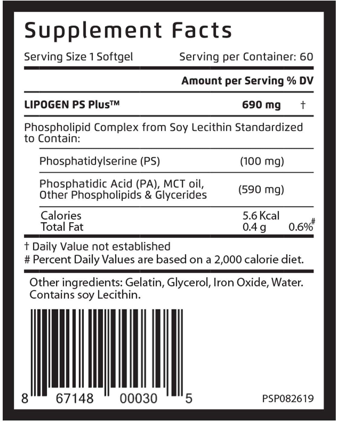 180 softgels of PS Plus phosphatidylserine