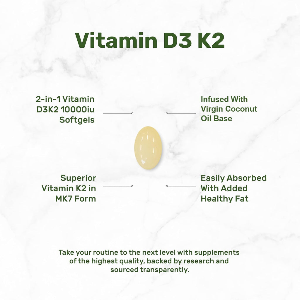 180 softgels of Vitamin D3 K2