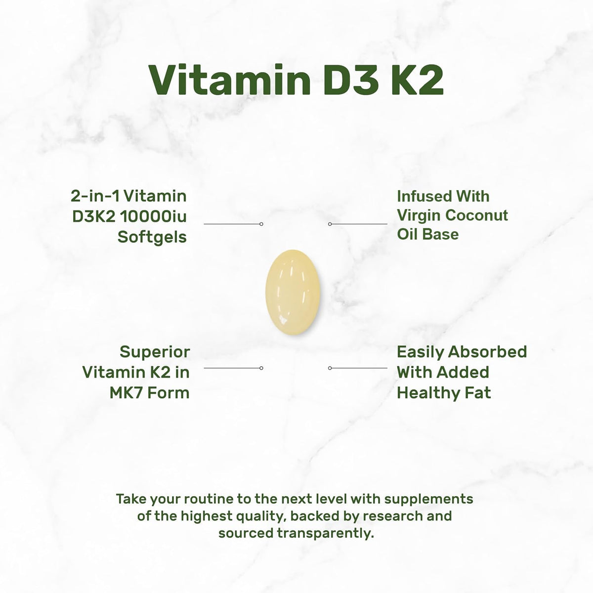 180 softgels of Vitamin D3 K2